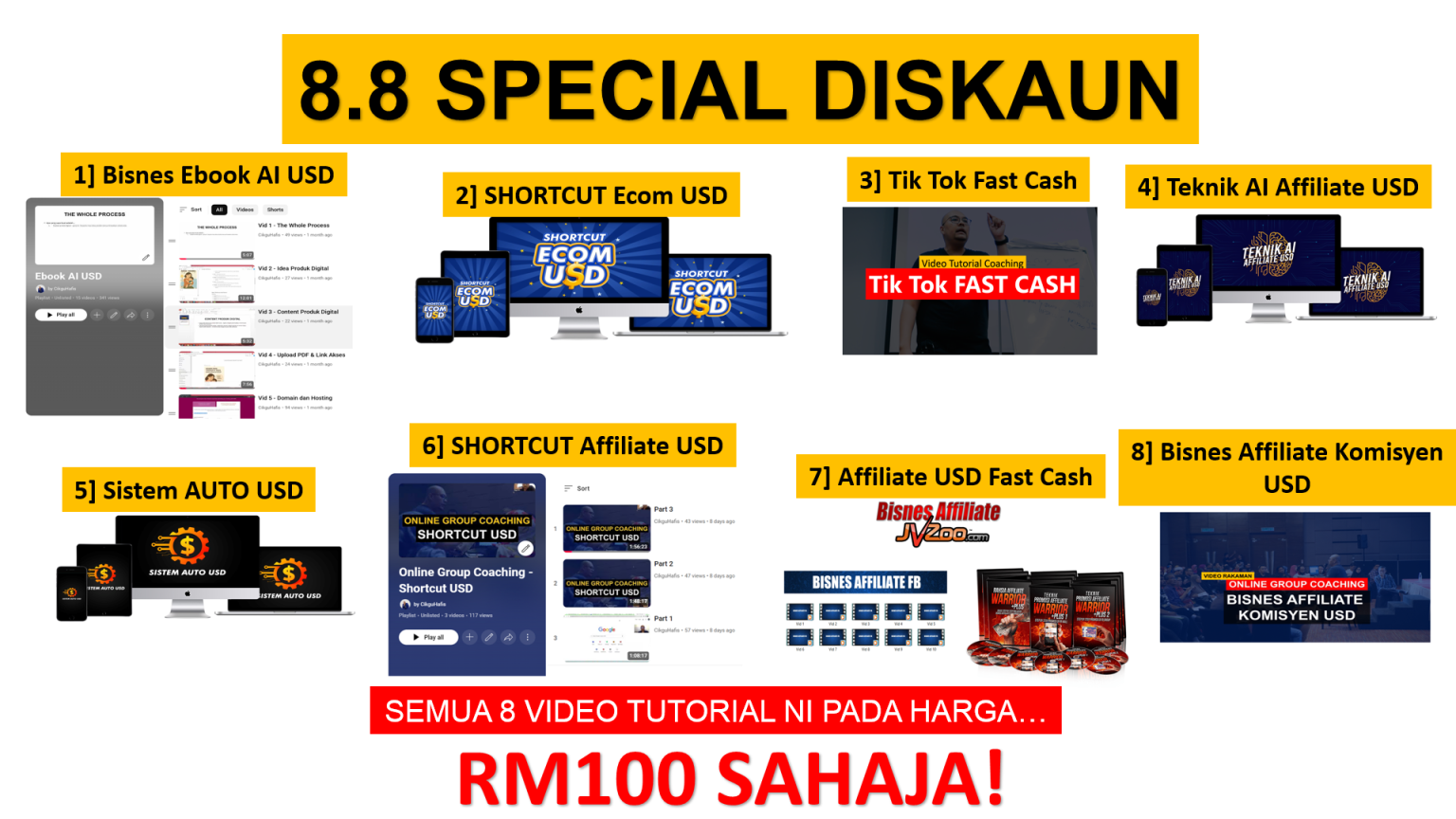 DISKAUN BESAR 8/8 – PAKEJ BUNDLE 8 Video Tutorial Bisnes Affiliate ...